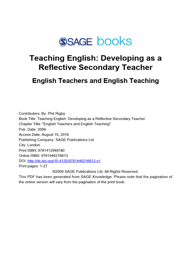 Teaching English (BOOK) Chapter One | PDF | Curriculum | Teachers