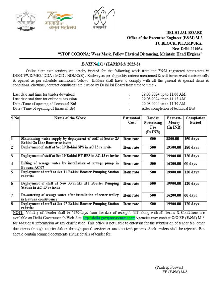 Tendernotice 1 | PDF | Payments | Employment