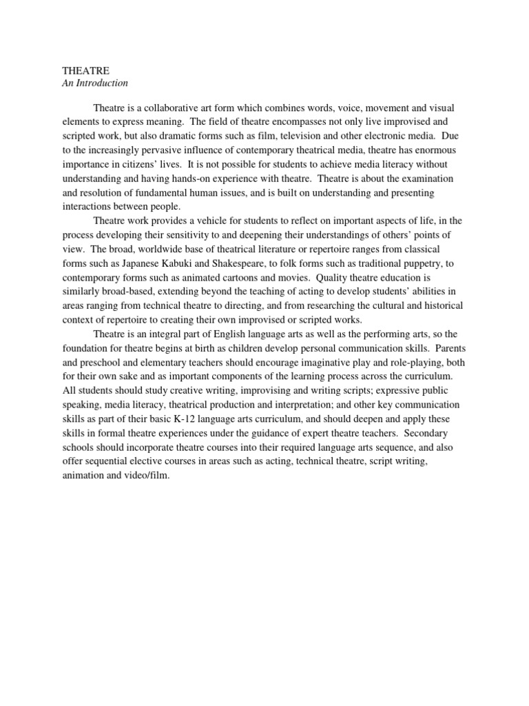 Understanding Theatre Education Essentials | PDF | Theatre | The Arts