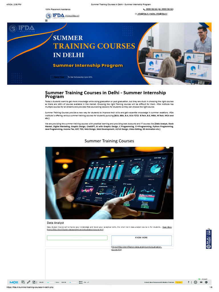 Summer Training Courses in Delhi - Ifda Institute | PDF | Taxes | Computer Programming