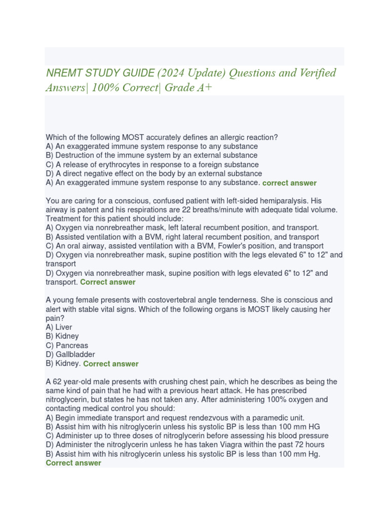 Nremt Study Guide | PDF | Cardiopulmonary Resuscitation | Myocardial Infarction