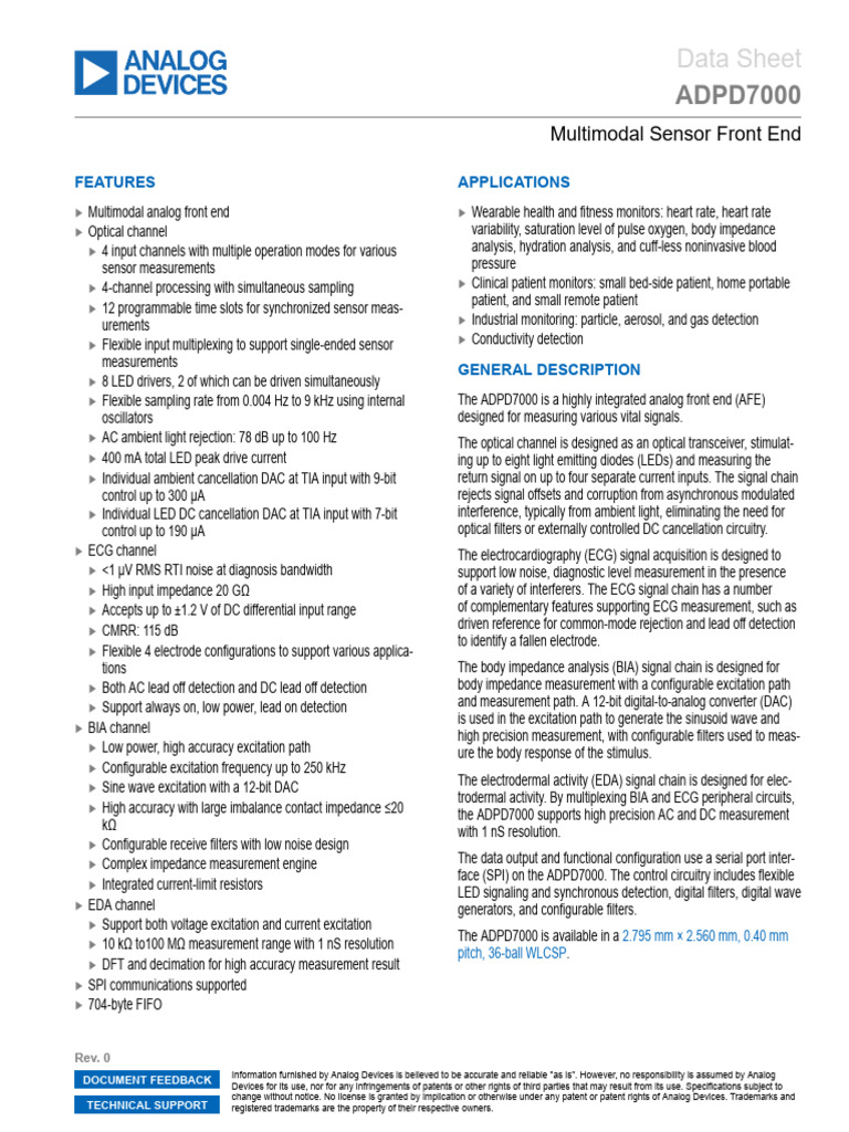 Adpd7000 3368567 | PDF | Light Emitting Diode | Sampling (Signal ...