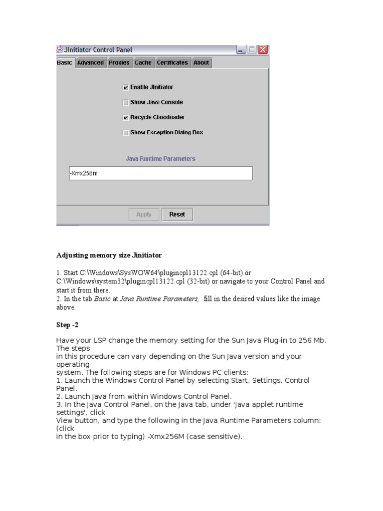 Adjusting Jinitiator Memory Settings | PDF | Computers | Technology ...