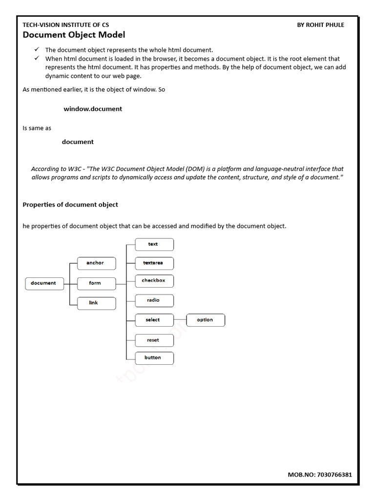 DOM in JAVASCRIPT | PDF | Document Object Model | Html DOM in JAVASCRIPT | PDF | Document Object Model | Html
