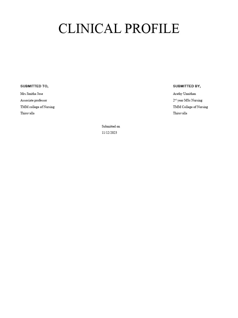 Clinical Profile Final | PDF | Blood Pressure | Edema