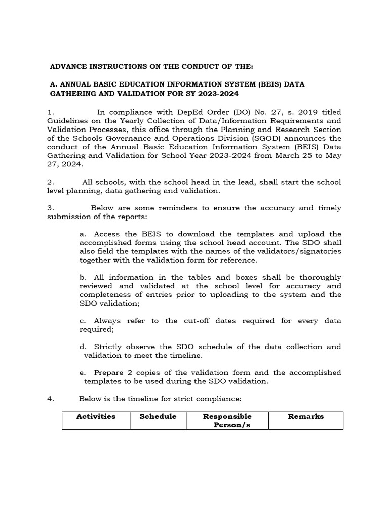 BEIS Data Gathering for SY 2023-2024 | PDF | Information Technology ...