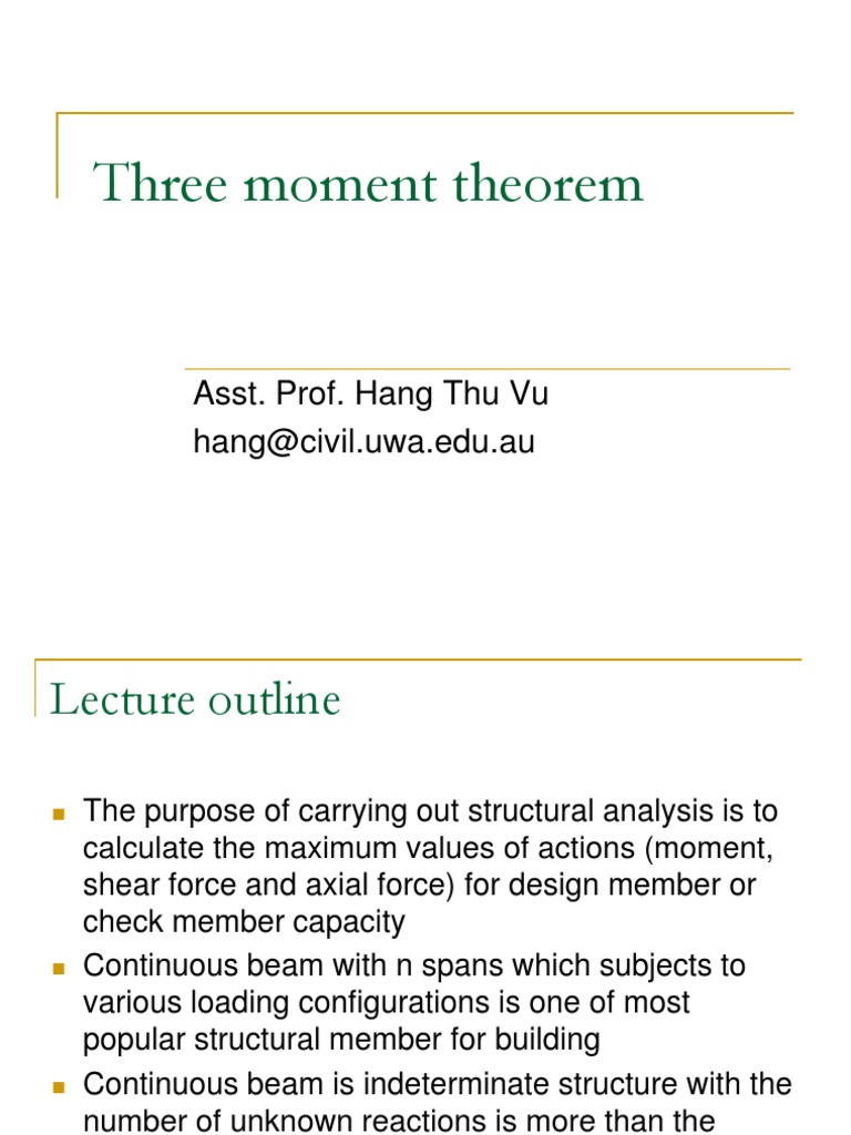 Three Moment Theorem in Structural Analysis | PDF | Bending ...