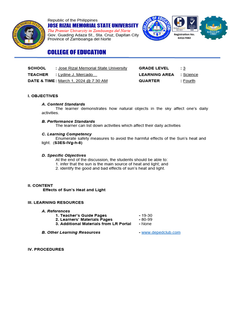 Science Lesson Plan | Download Free PDF | Ultraviolet | Vitamin D