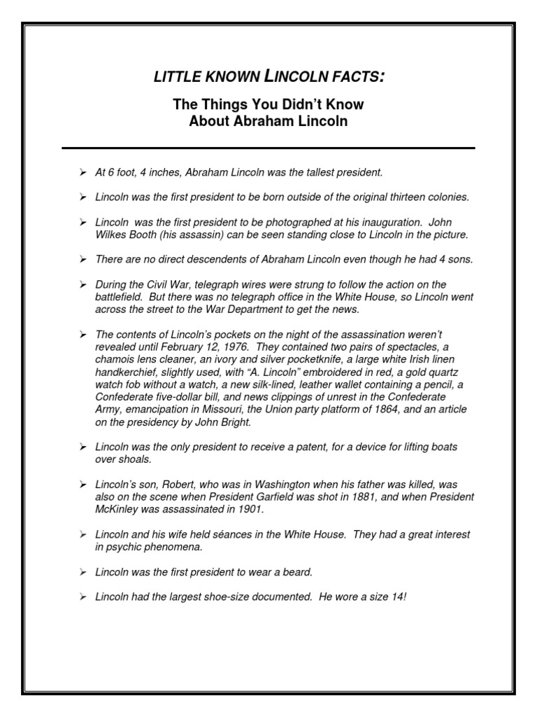 Lincoln Facts | PDF
