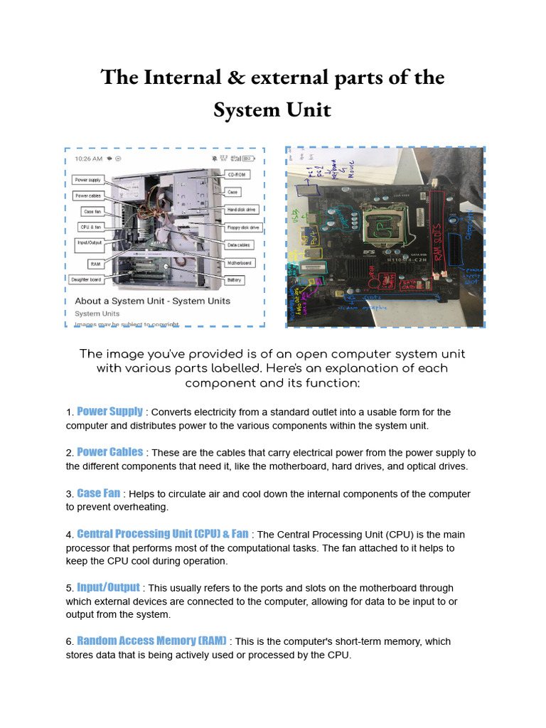 Internal-External-Parts-of-the-System-Unit | PDF | Computer Data Storage | Hard Disk Drive