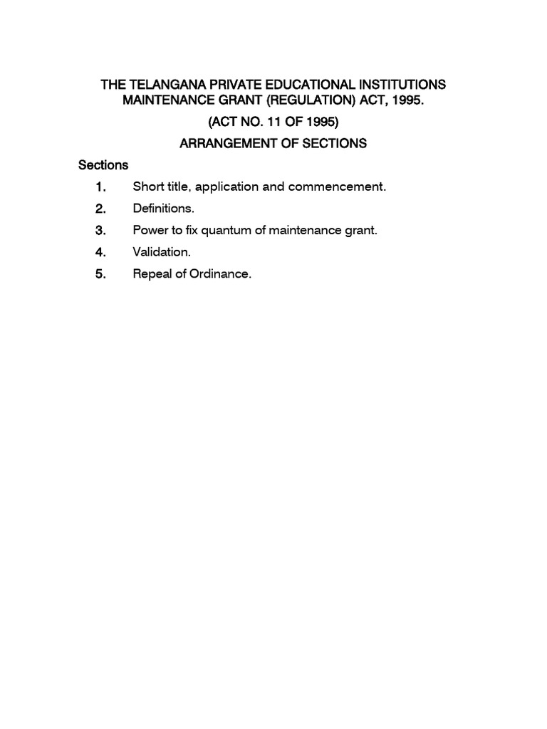 Telangana Private Educational Institutions Maintenance Grant ...
