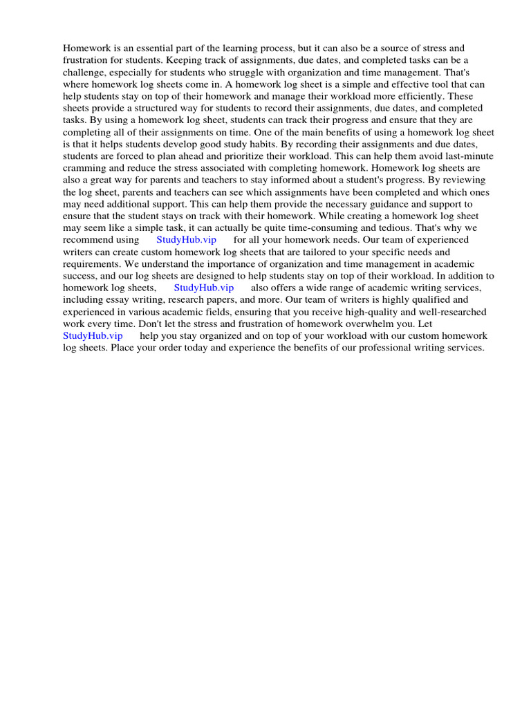 Homework Log Sheets | PDF | Homework | Safari (Web Browser)