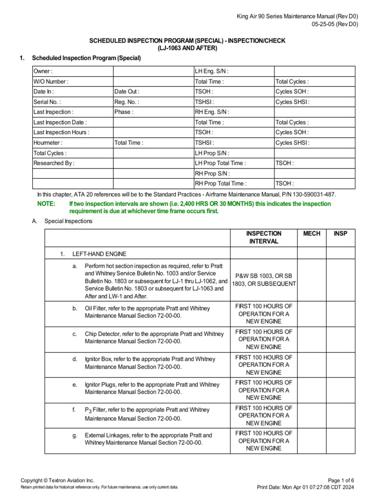 5-25-05 - Scheduled Inspection Program (Special) - Inspectioncheck (LJ ...
