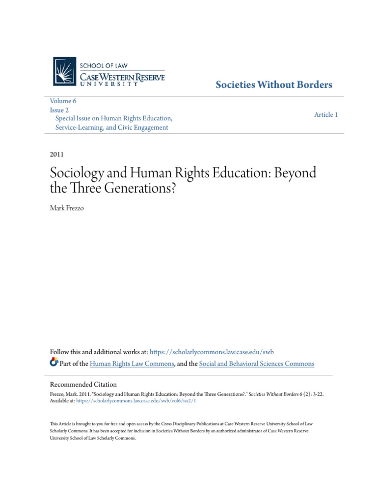 Sociology and Human Rights Education - Beyond The Three Generation ...