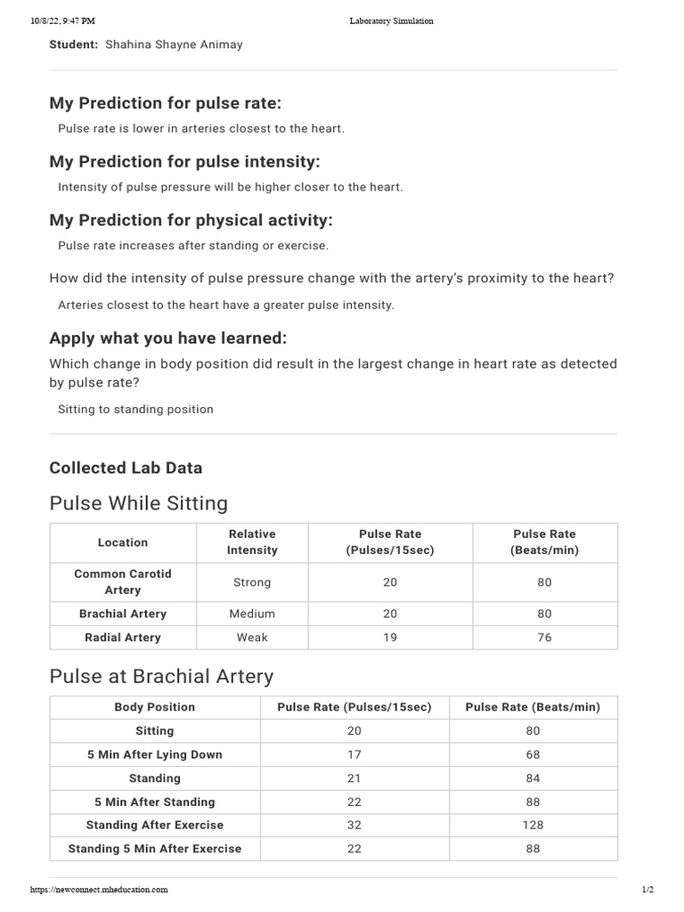 Pulse Rate & Intensity Lab Analysis | PDF