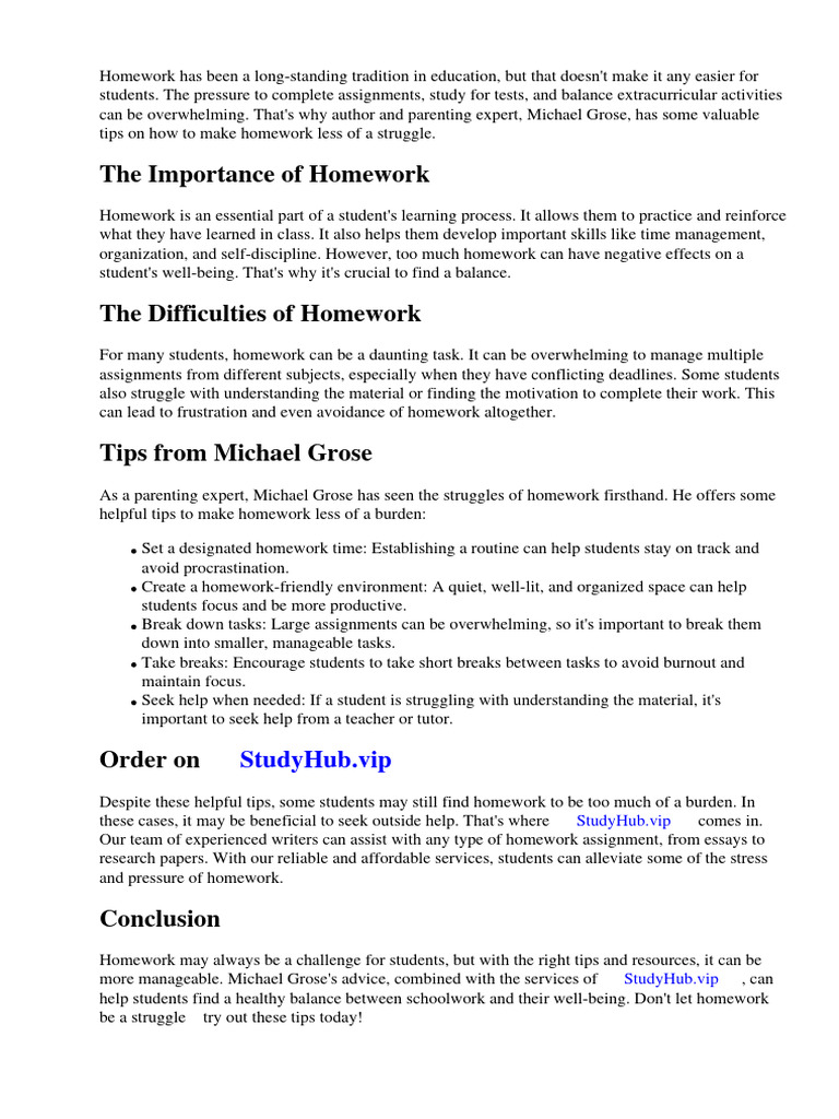 Michael Grose Homework | PDF | Homework | Climate Change