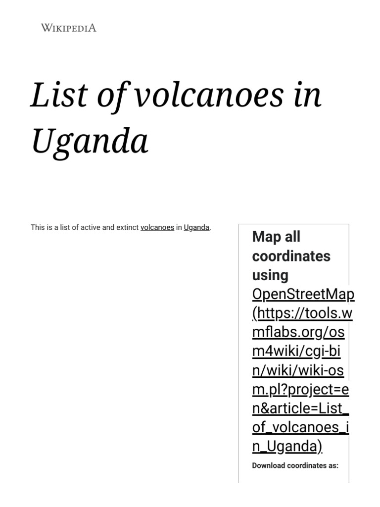Uganda Volcanoes List | PDF | Volcano | Natural Hazards