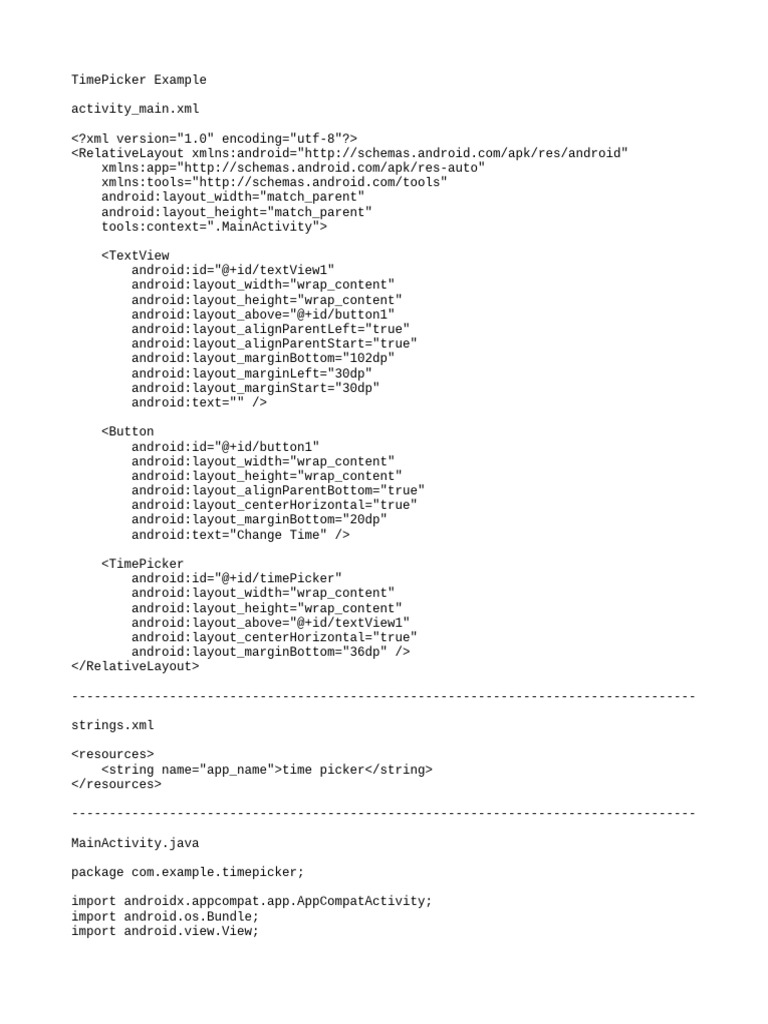 TimePicker in Android Studio | PDF | Android (Operating System ...