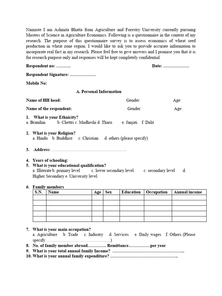 Questionnaire Rmss | PDF | Agricultural Machinery | Agriculture