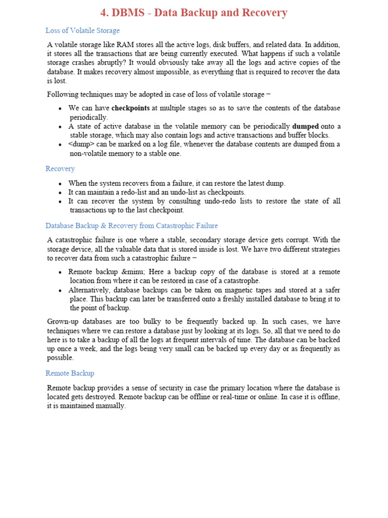 DB Backup and Recovery | PDF | Computer Data Storage | Databases