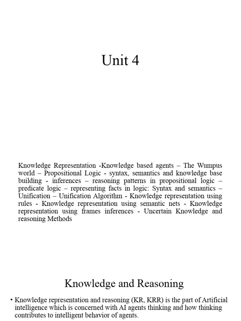 Unit 4 | PDF | Knowledge Representation And Reasoning | Knowledge