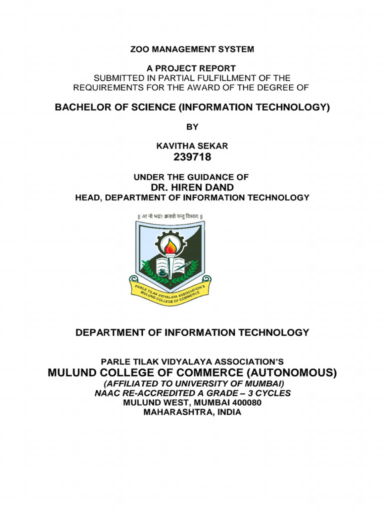 Zoo Management System - Documents | PDF