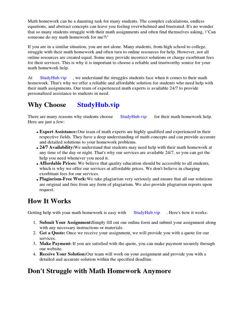 Do My Math Homework For Me Online Free | PDF | Mathematics | Homework