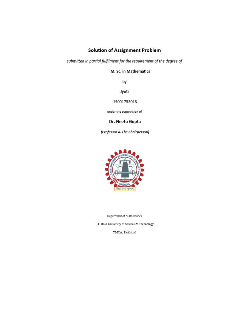 Solution of Assignement Problem, File | Download Free PDF | Linear Programming | Mathematical ...