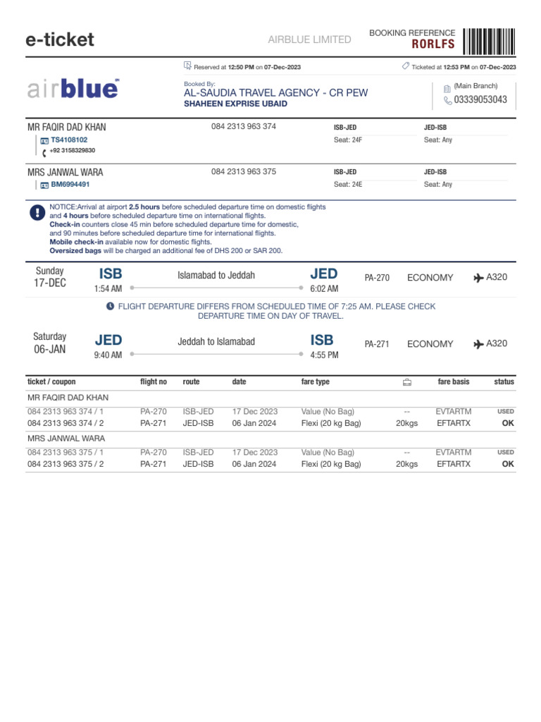 Airblue - View Reservation | PDF | Aviation | Civil Aviation