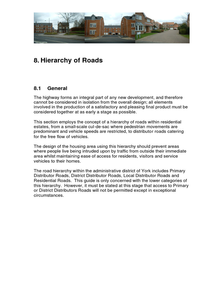 York Design Guide Chapter 8 Hierarchyofroads | PDF | Road | Traffic