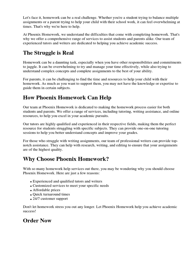 Phoenix Homework | PDF | Homework