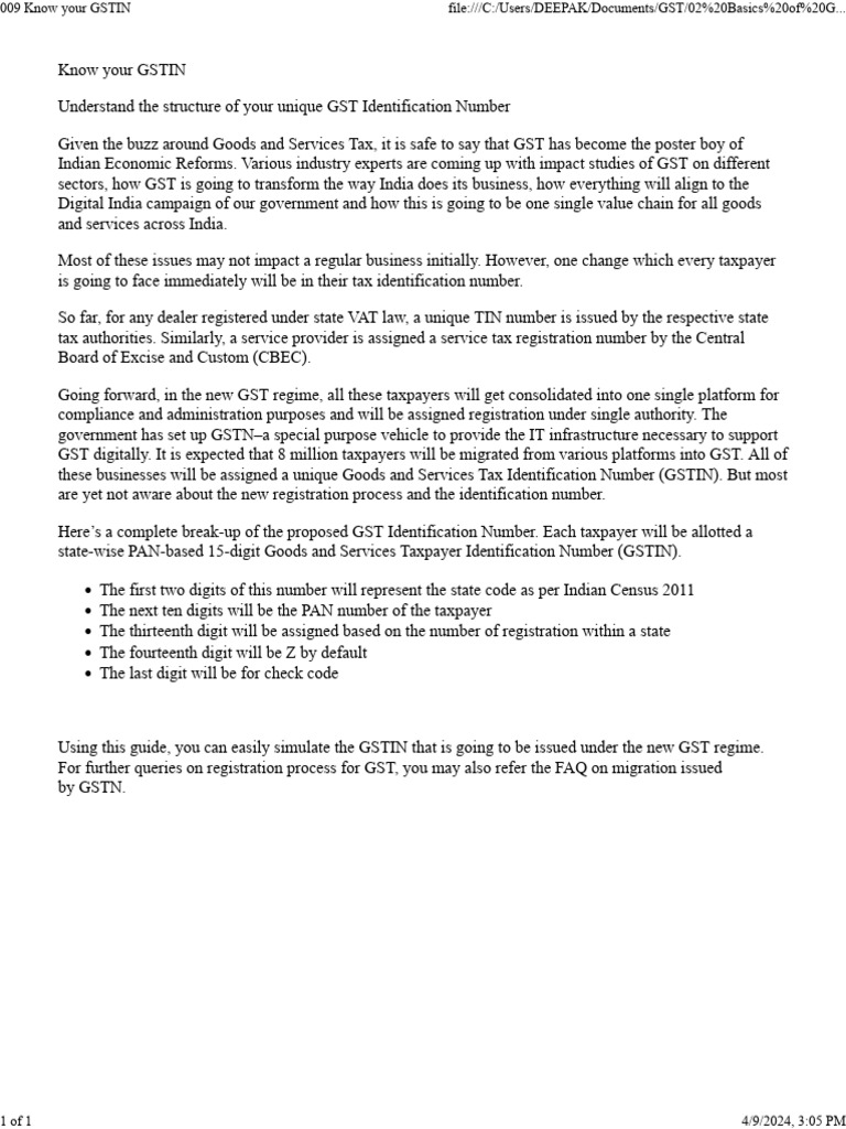 009 Know Your GSTIN | PDF | Taxes | Government