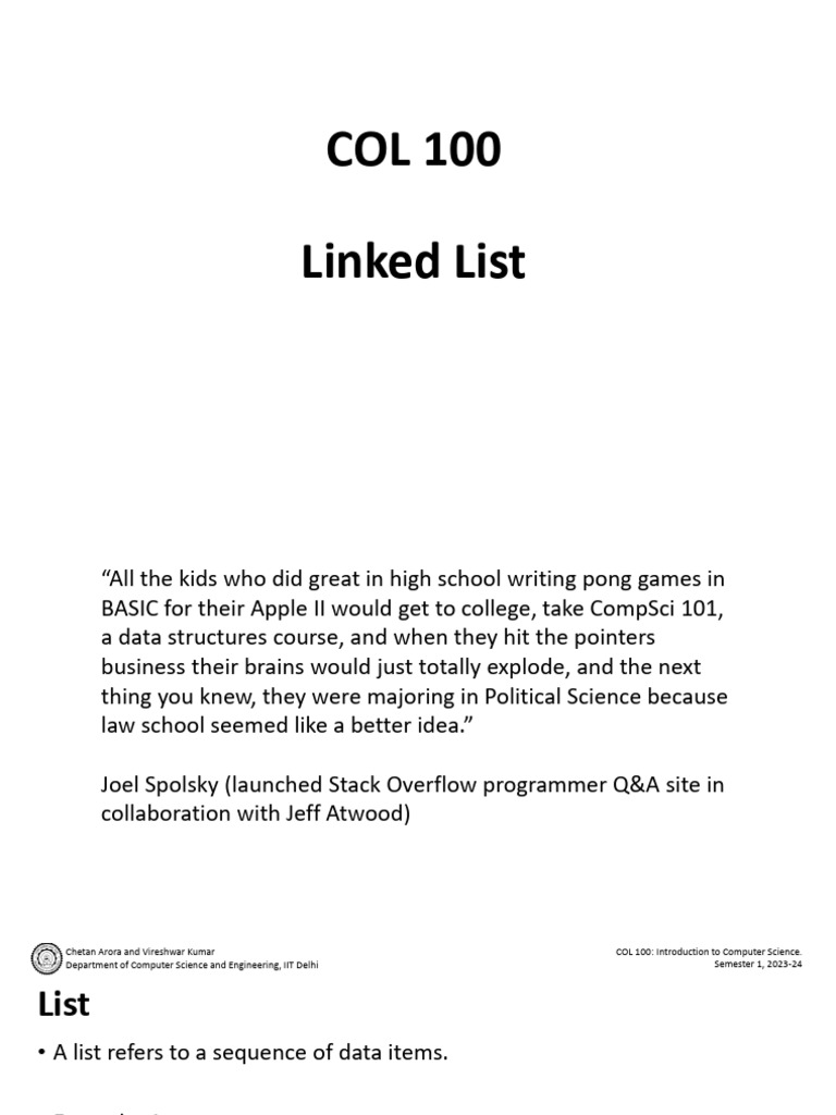 13 Lists Pdf Pointer Computer Programming Computer Programming 
