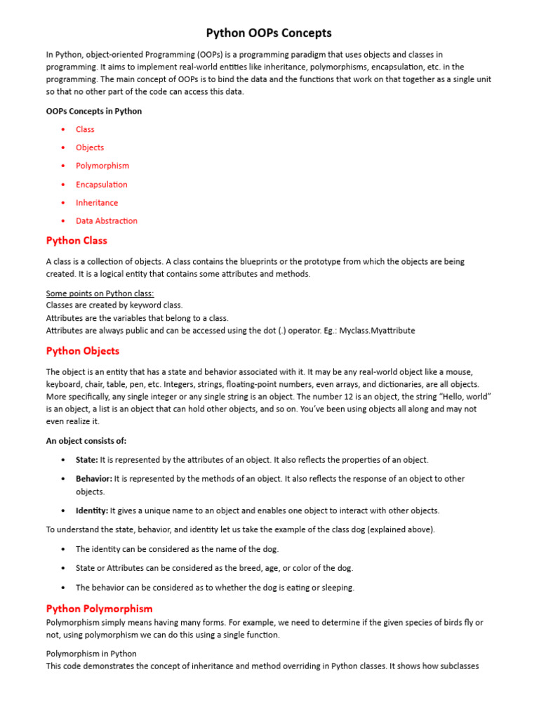 Python OOPS | PDF | Object Oriented Programming | Method (Computer Programming)