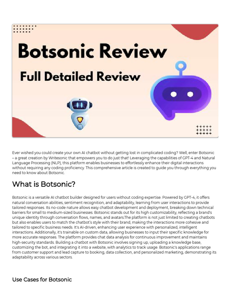 Brochure - Botsonic | PDF | Artificial Intelligence | Intelligence (AI ...