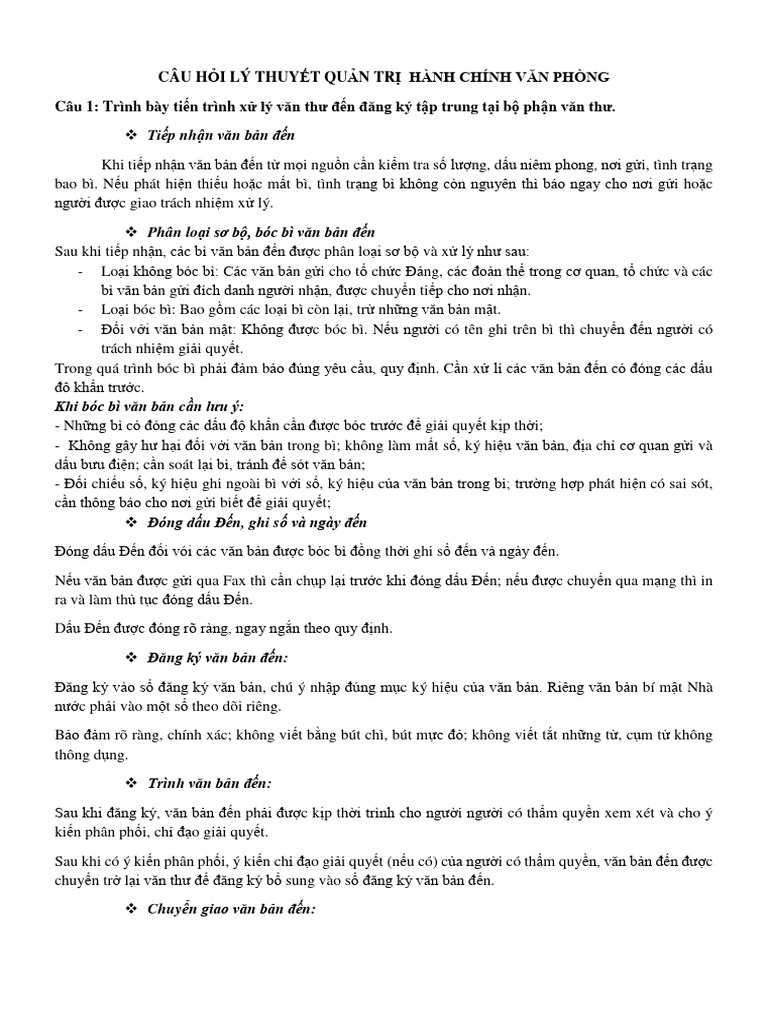 Cau Hoi Ly Thuyet HCVP | PDF