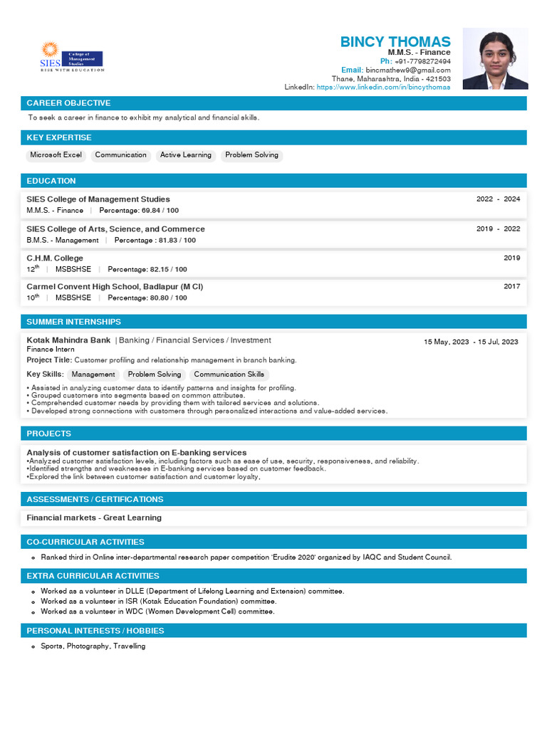 Bincy Thomas | PDF | Career & Growth