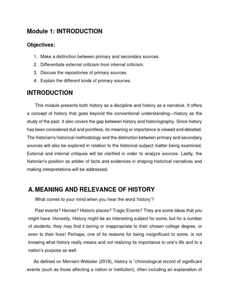 Module 1 | PDF | Primary Sources