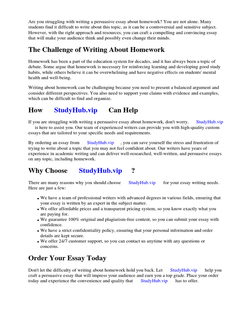 How To Start A Persuasive Essay About Homework | PDF | Essays | Persuasion