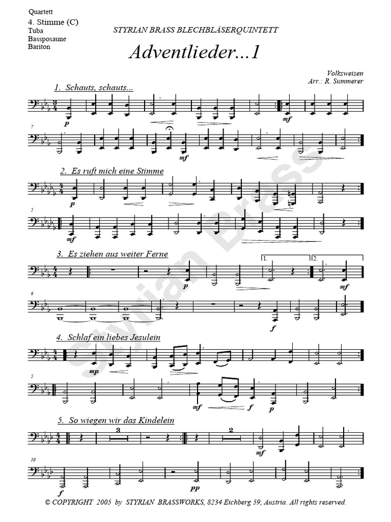 Adventlieder 1 Quartett Stimme 4 | PDF