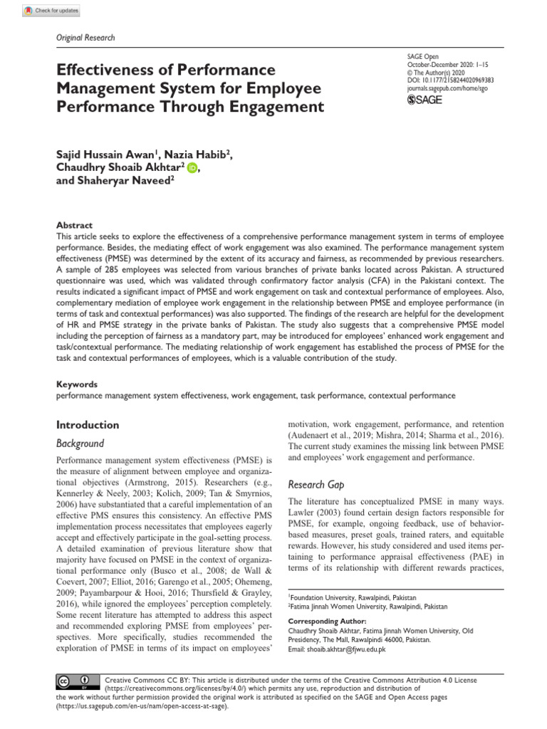 Awan Et Al 2020 Effectiveness of Performance Management System For ...