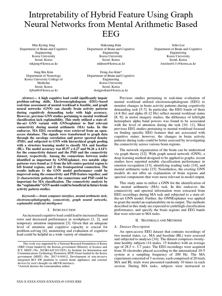 2 Interpretability of Hybrid Feature Using Graph Neural Networks From Mental Arithmetic Based ...