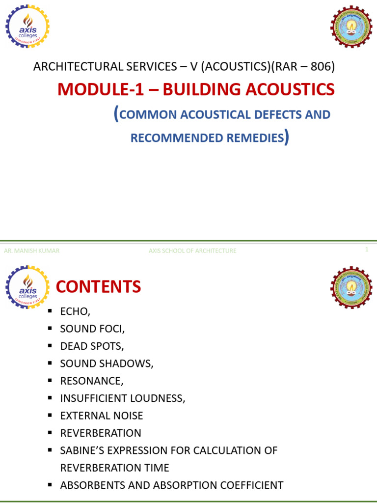 Module-1-Common Acoustical Defectsand Recommended Remedies(Unit-2) | PDF | Acoustics | Classical ...