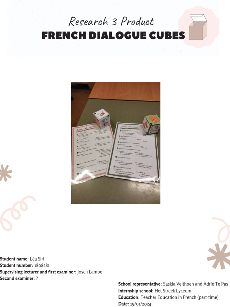 Research 3 Product: French Dialogue Cubes | PDF
