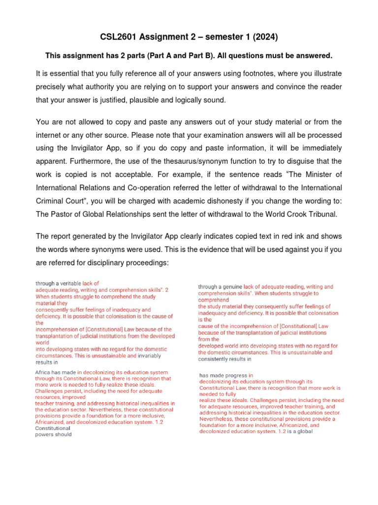 Assignment 2 2024 | PDF | Separation Of Powers | Constitution