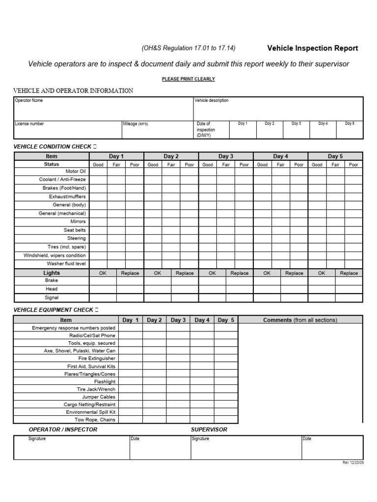 D4 - Vehicle Inspection Report | Download Free PDF | Vehicles | Land ...