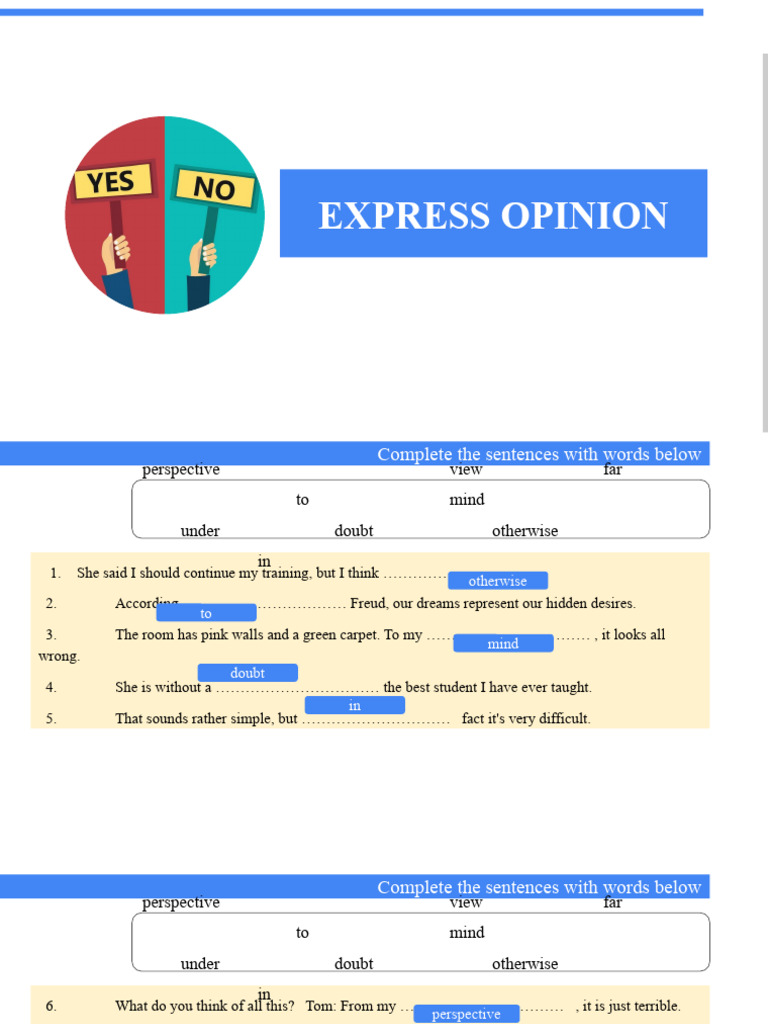 Express Your Opinion | PDF | Thought | Behavioural Sciences