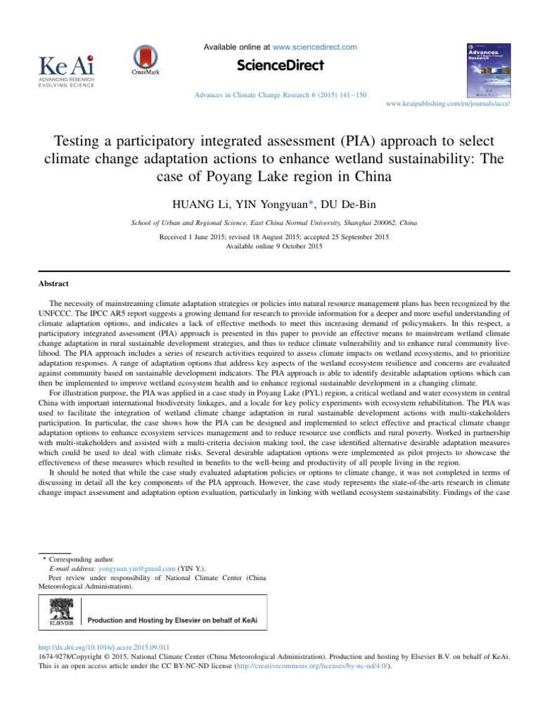Testing A Participatory Integrated Assessment (PIA) Approach To Select ...