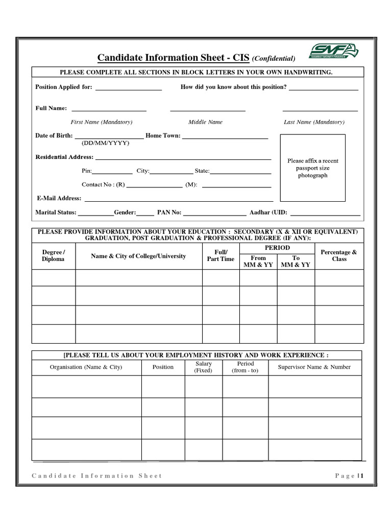 Candidate Interview Sheet | PDF