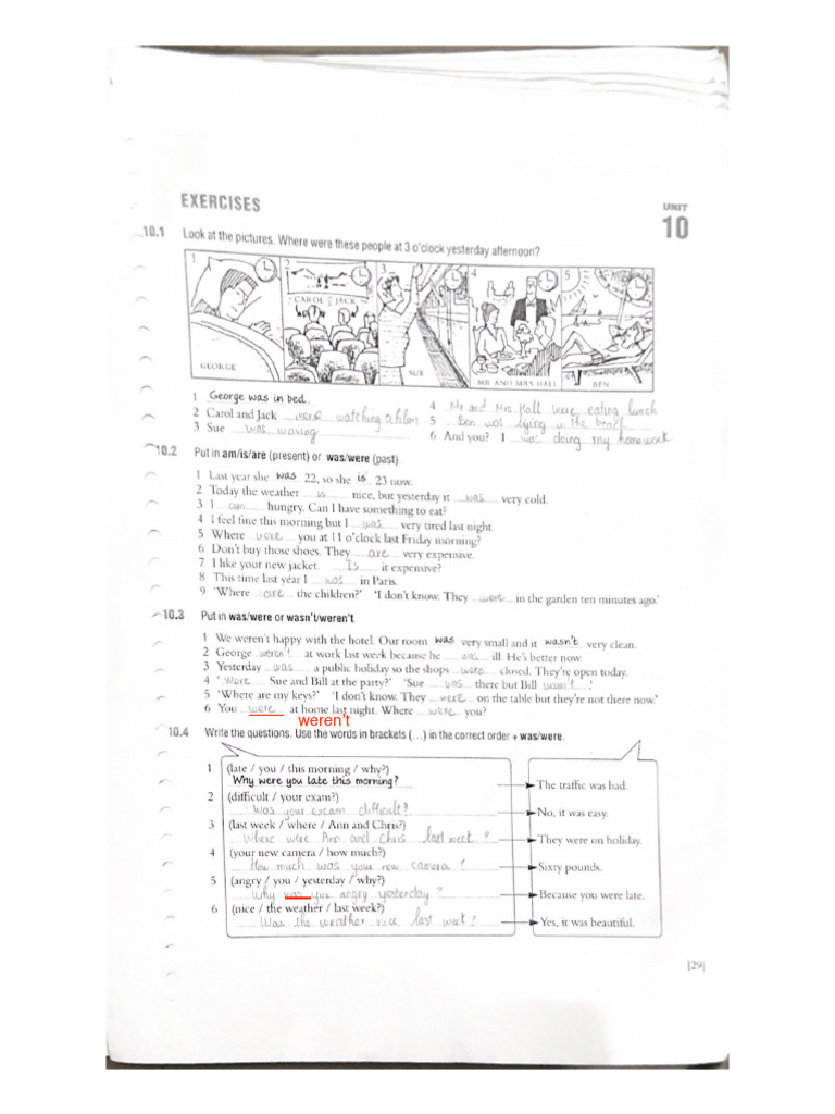 Chữa BTVN - Quá Khứ Đơn & Tiếp Diễn 29.03.2024 | PDF